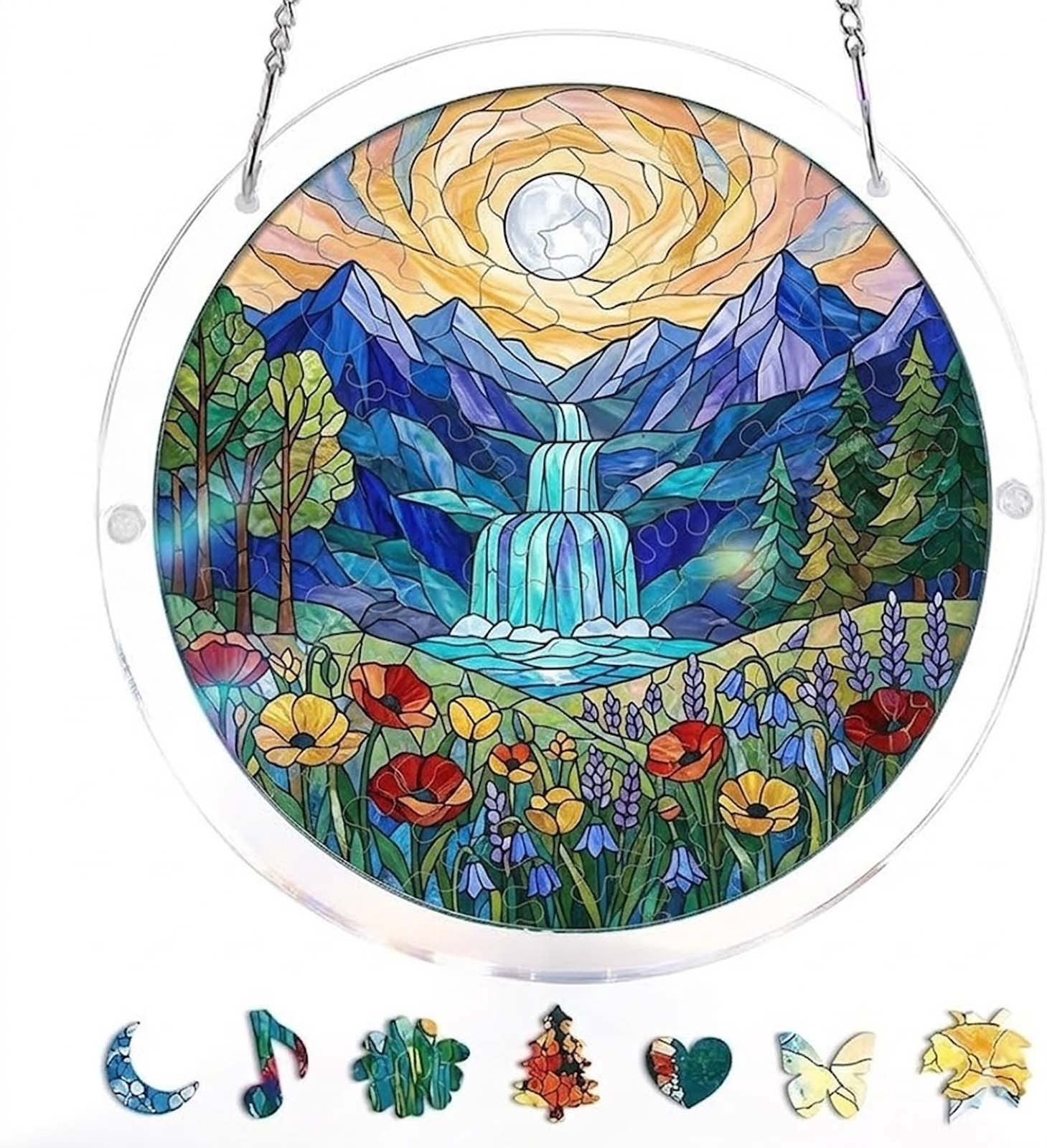 Acrylic Jigsaw Puzzle Suncatcher-Galactic Colorful Birds, Stained Glass ...