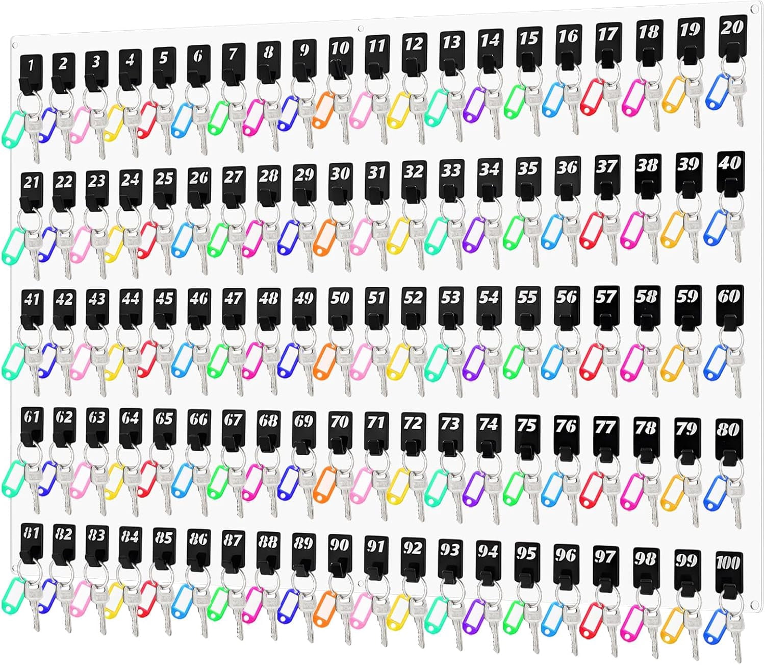 Acrylic Key Board with 100 No. Hooks Wall Mount Key Rack Holder Hanger ...