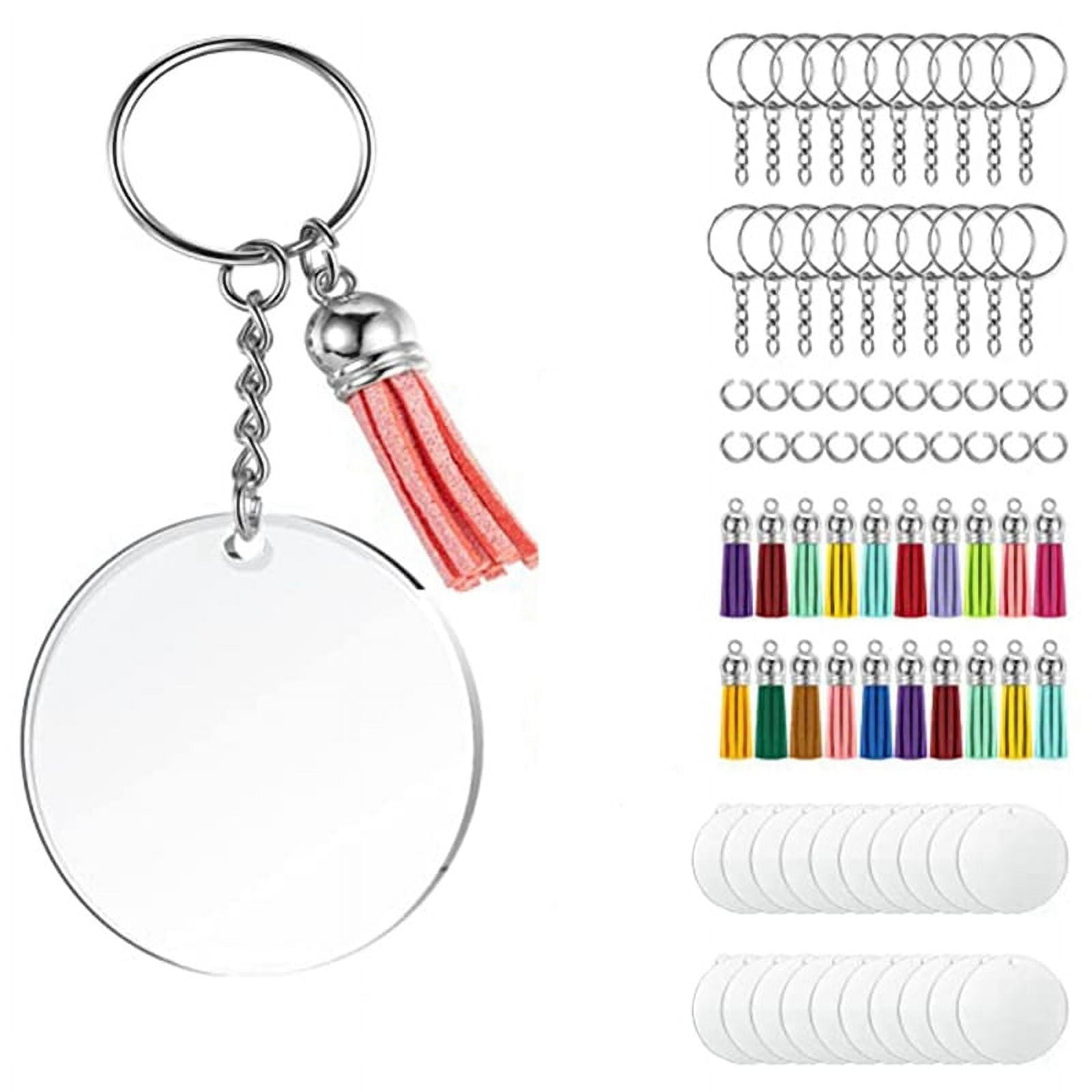 Acrylic Keychain Blank Set, Transparent Round Acrylic Blank Bulk (5 ...