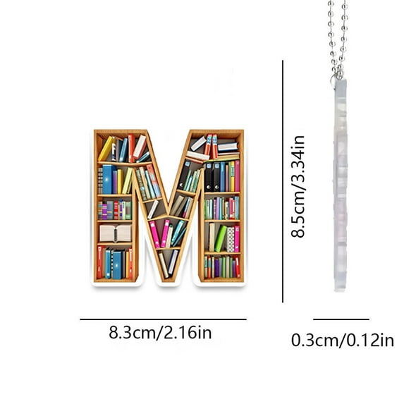 Acrylic Keychain Pendant with 26 Letters - Colorful Bookshelf Design ...