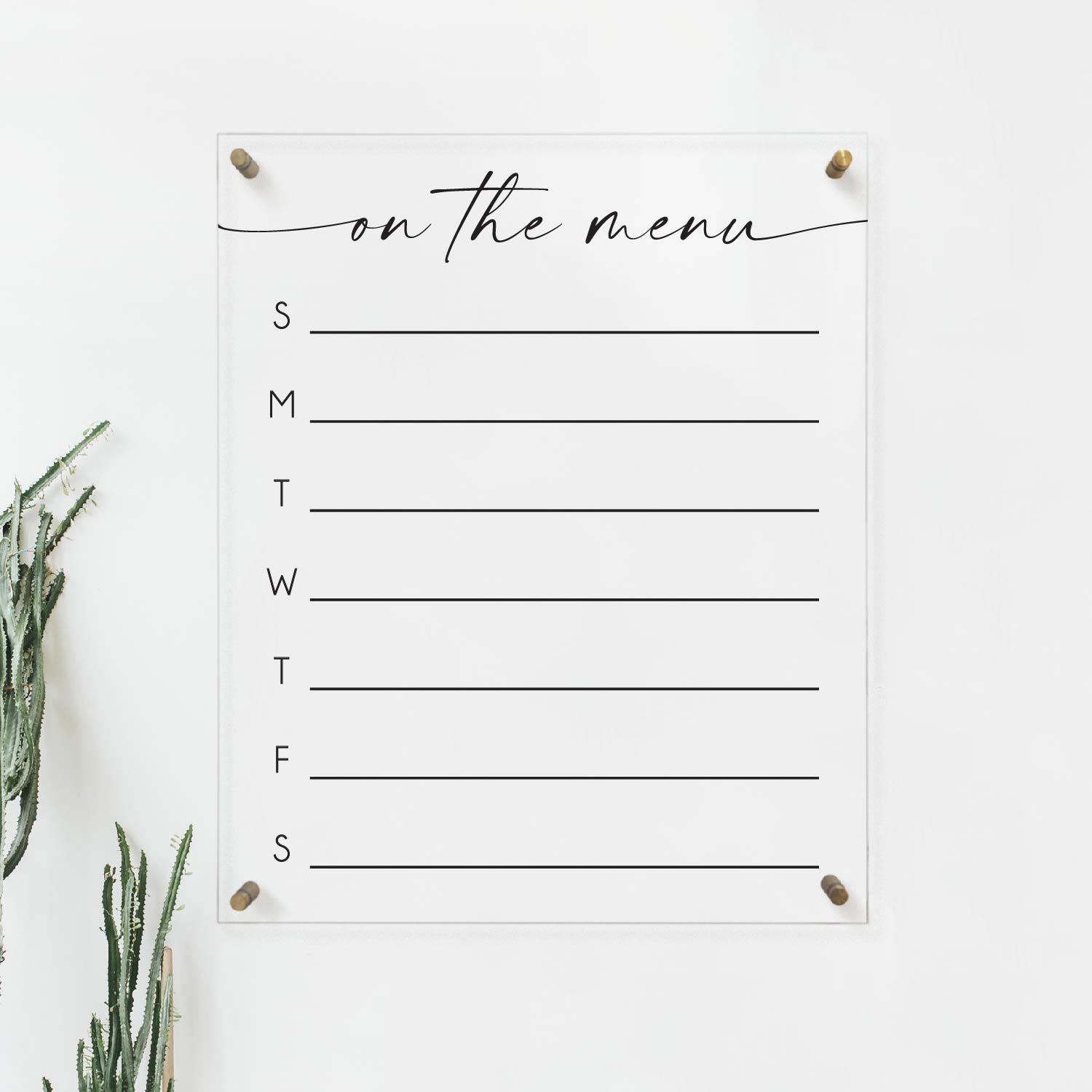 Acrylic Kitchen 11x14 Wall Menu with Gold Standoffs | Minimalist Decor ...