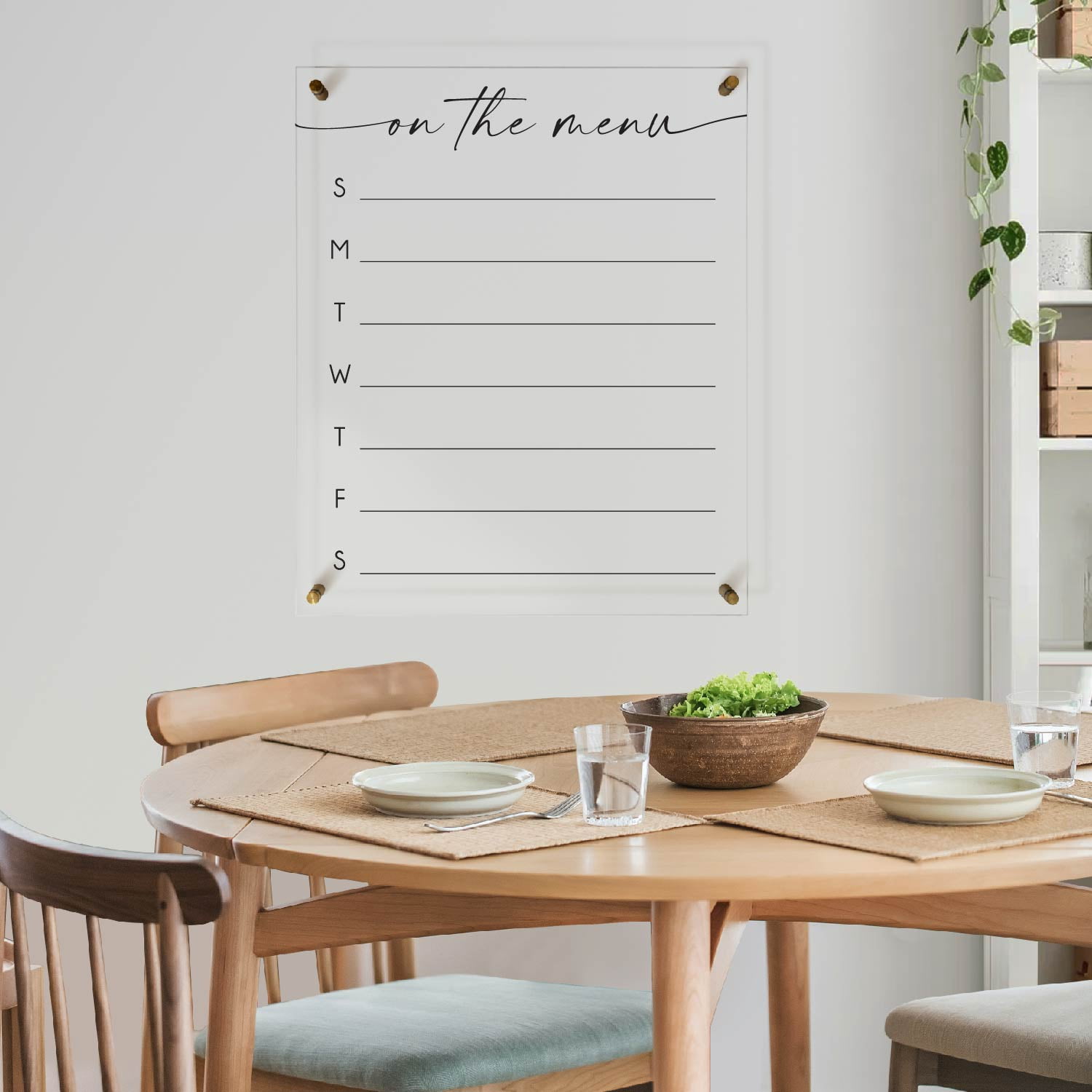 Acrylic Kitchen 16x19 Wall Menu with Gold Standoffs | Minimalist Wall ...