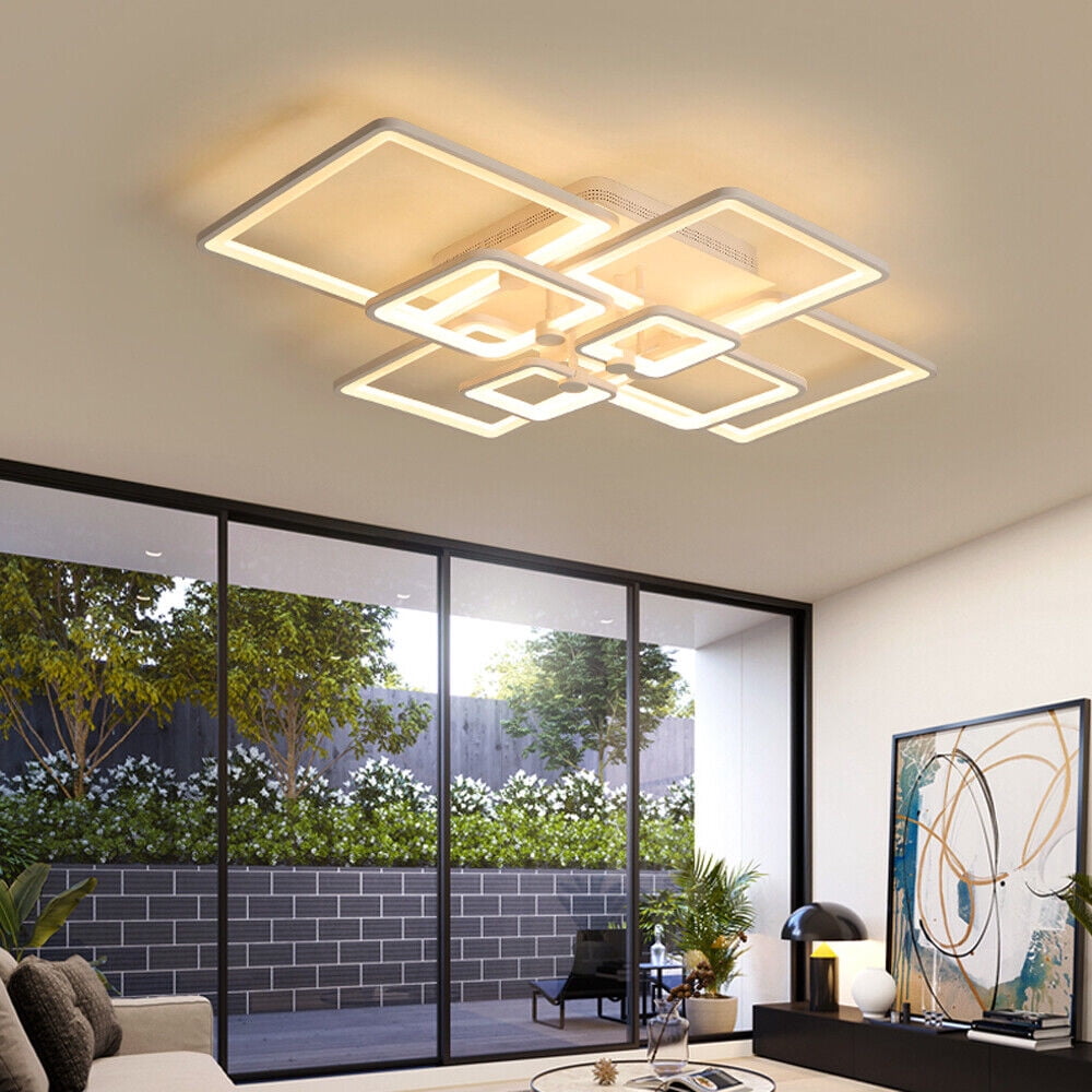 Acrylic LED Ceiling Light Elegant Square Chandelier Modern Pendant Lamp ...