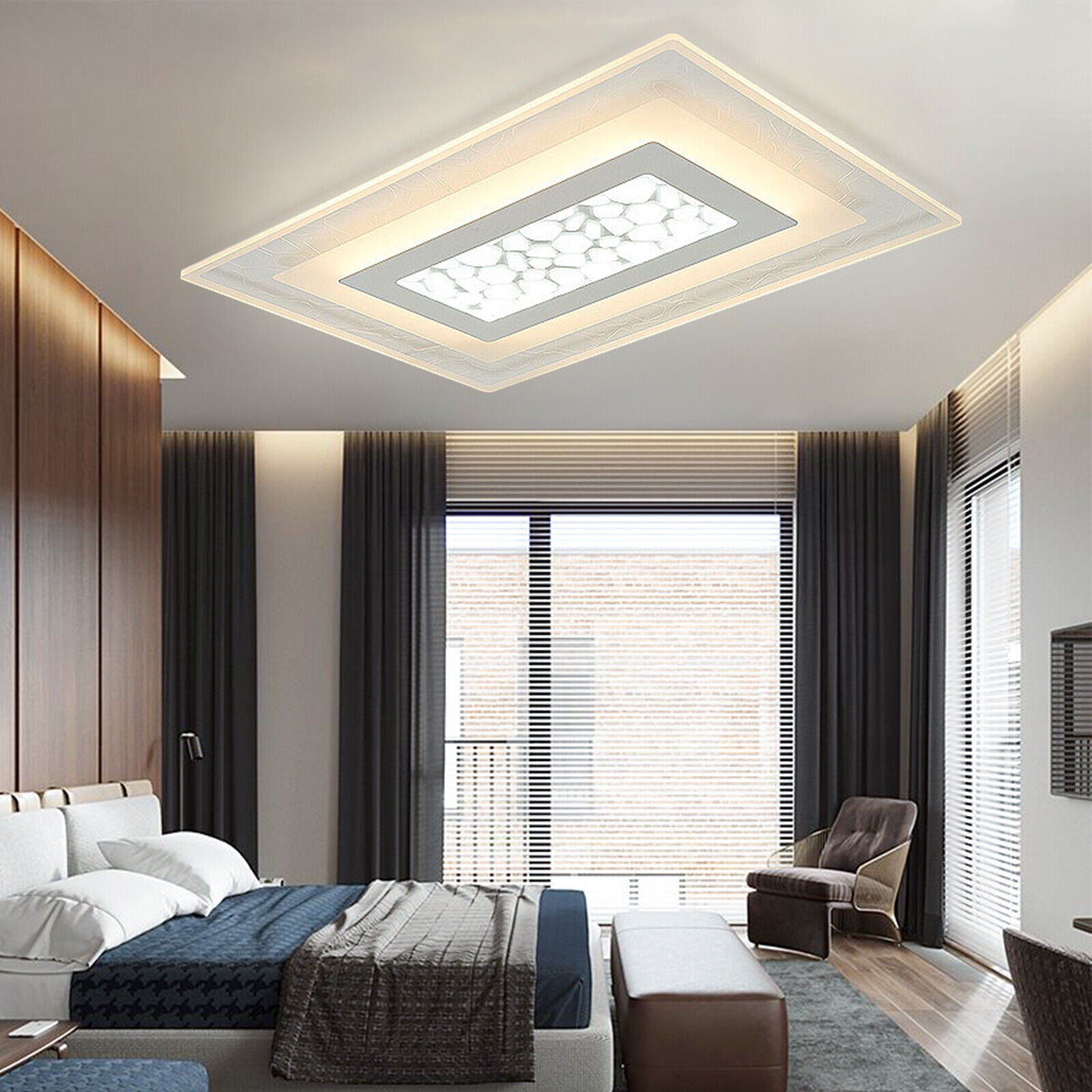 Acrylic LED Ceiling Light Modern Flush Mount Light Chandelier W/Remote ...