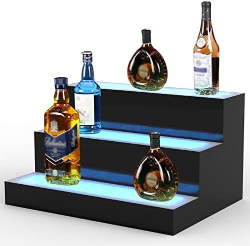 Acrylic LED Liquor Bottle Display Shelf 16 Inch 3 Step Detachable ...