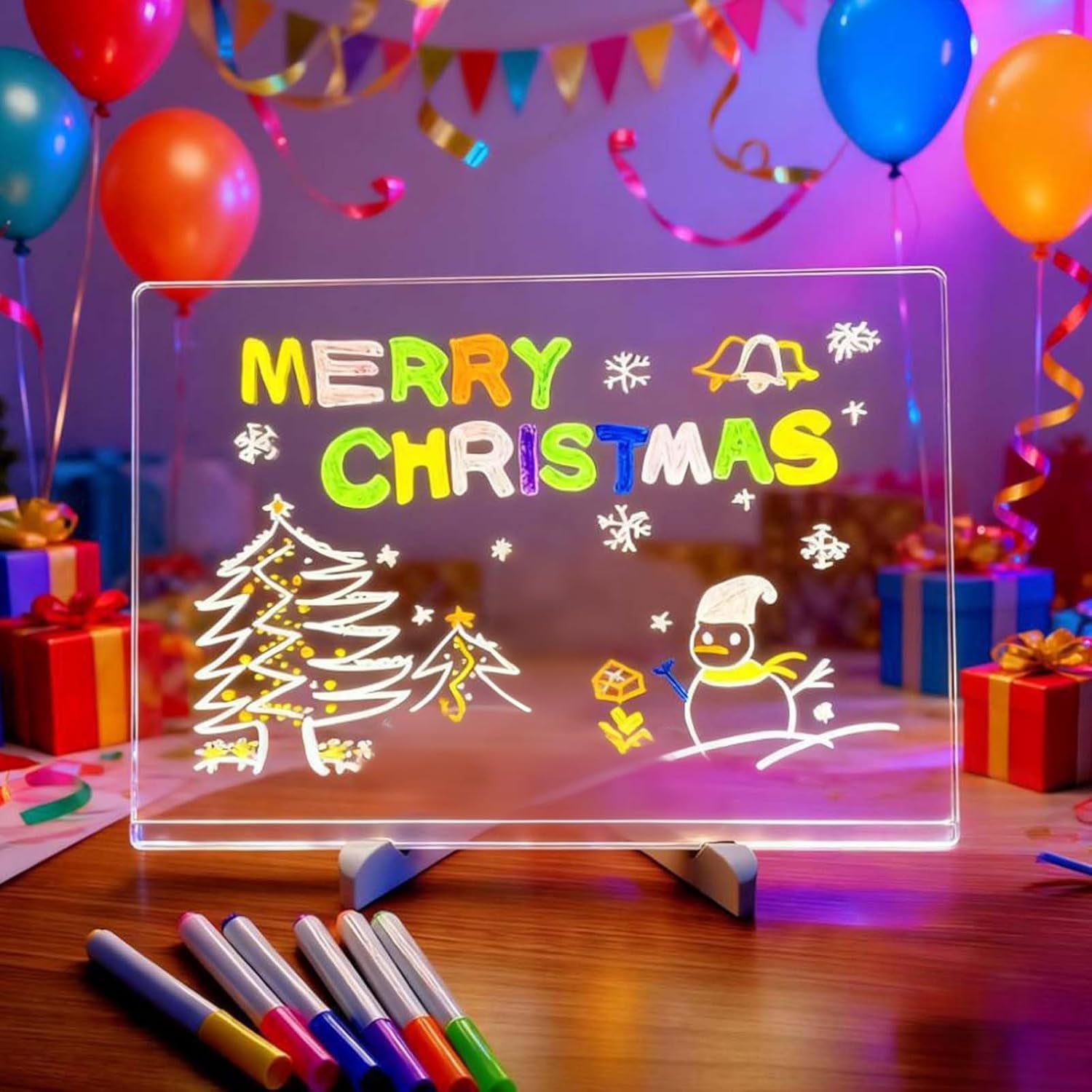 Acrylic LED Message Board, 2026 New Rewritable Light Up Note Board with ...