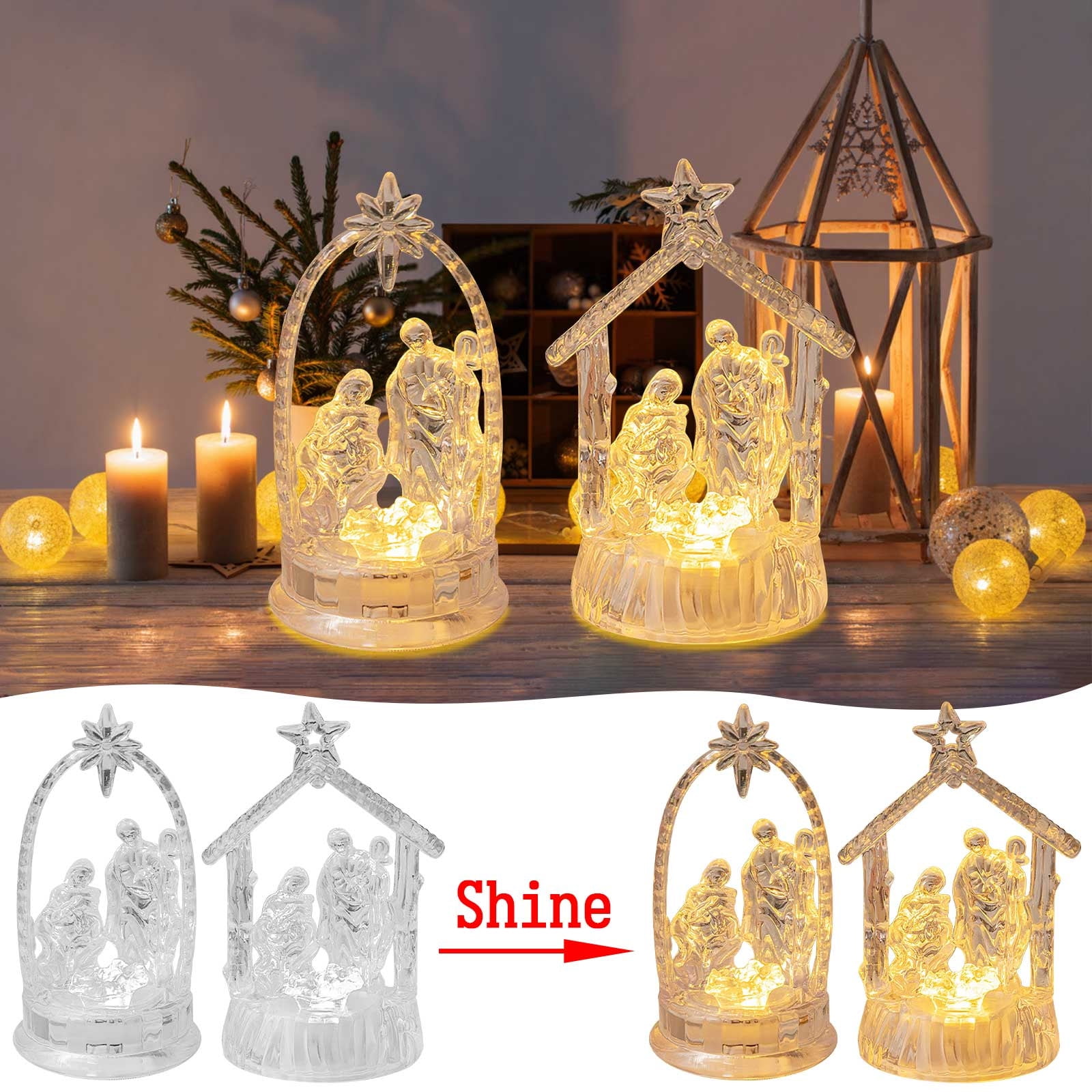 Acrylic LED Transparent Holy Family Manger Night Light | Mary & Jesus ...