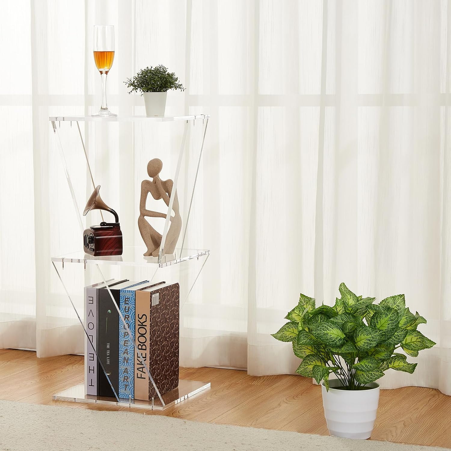 Acrylic Ladder Bookshelf, 3-Tier Clear Wall Mounted Book Shelf for ...