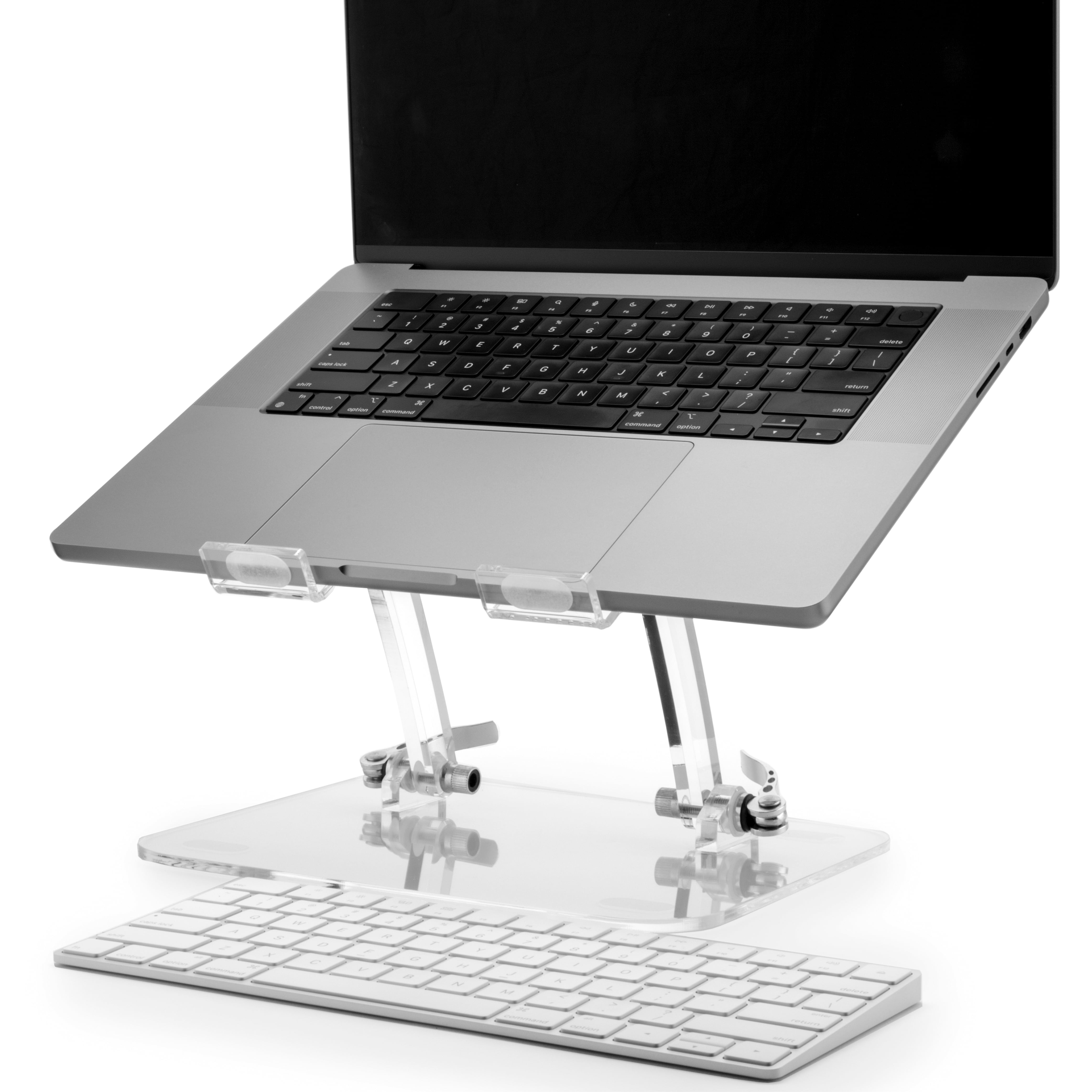 Acrylic Laptop Stand for Desk – Ergonomic Adjustable Laptop Riser with Metal Clasp for Enhanced ...
