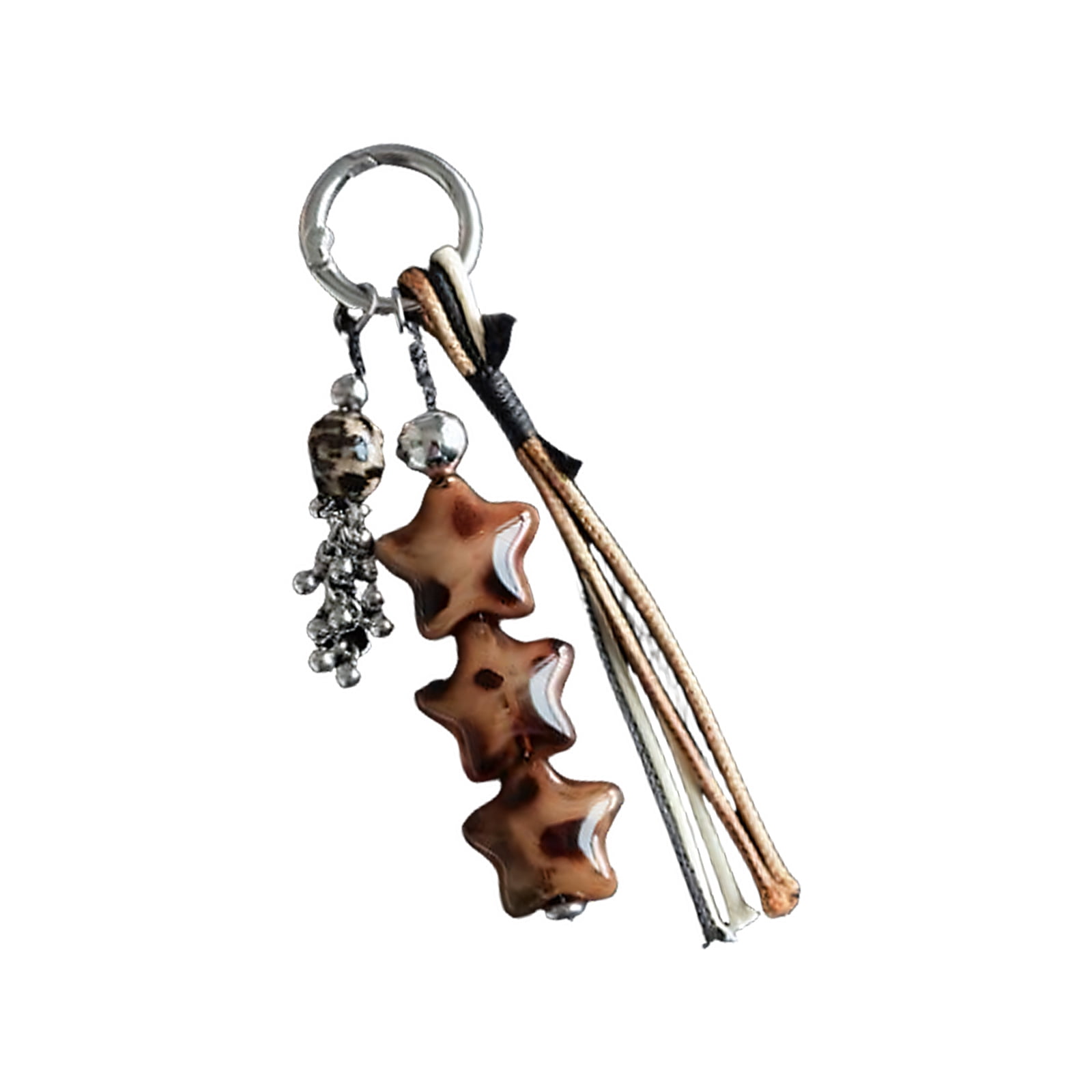 Acrylic Leopard Pattern Star Shaped Beads Keychain Bag Accessories ...