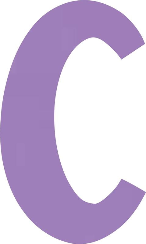 Acrylic Letter C Bold, 1'' Tall Lavender Small Acrylic Plastic Letter ...
