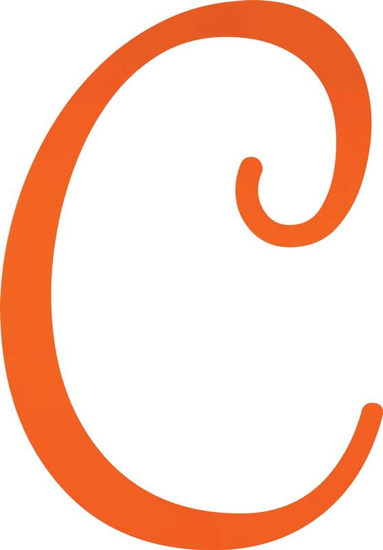 Acrylic Letter C Script, 3'' Tall Fluorescent Orange Alphabet Craft ...