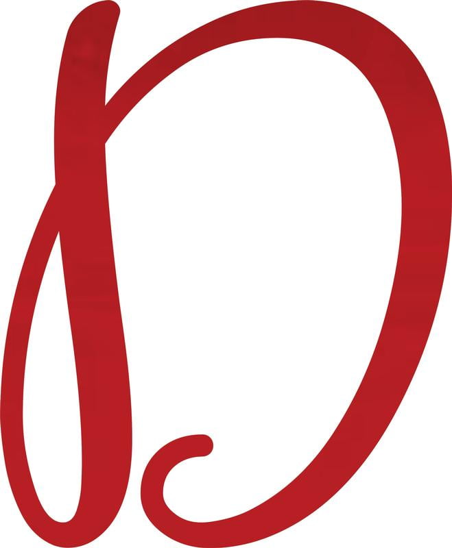 Acrylic Letter D Script, 3'' Tall Transparent Red Alphabet Craft, Color ...