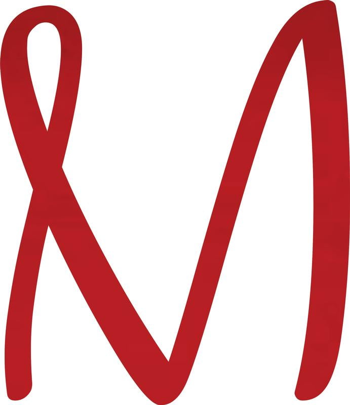 Acrylic Letter M Script, 3'' Tall Transparent Red Alphabet Craft, Color ...