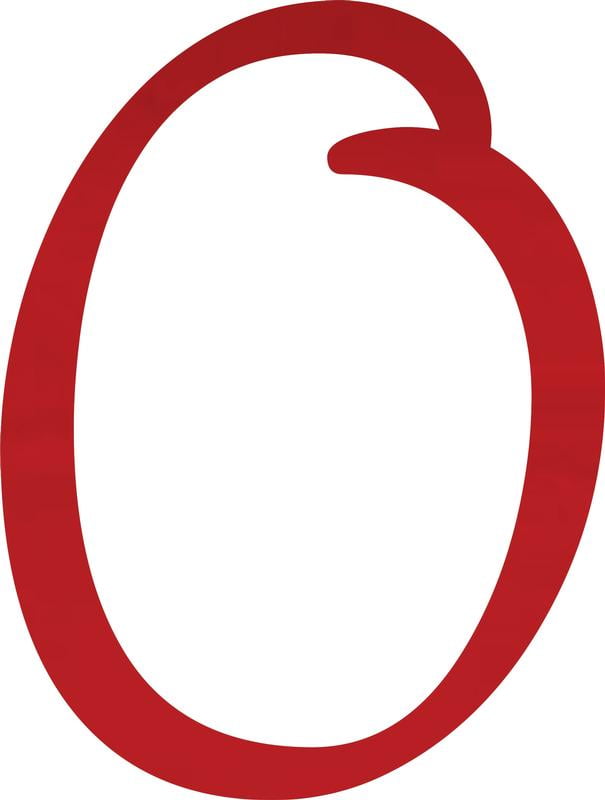 Acrylic Letter O Script, 3'' Tall Transparent Red Alphabet Craft, Color ...