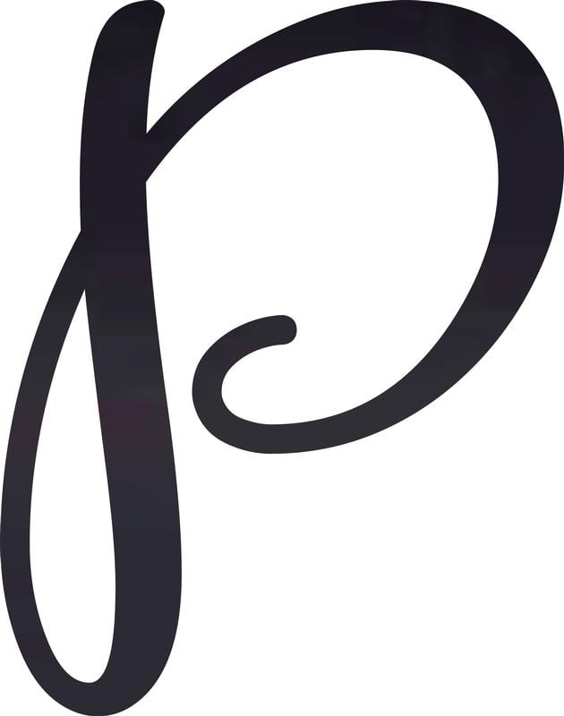 Acrylic Letter P Script, 3'' Tall Transparent Black Alphabet Craft ...