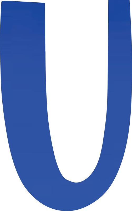 Acrylic Letter U Bold, 1'' Tall Transparent Dark Blue Small Acrylic ...