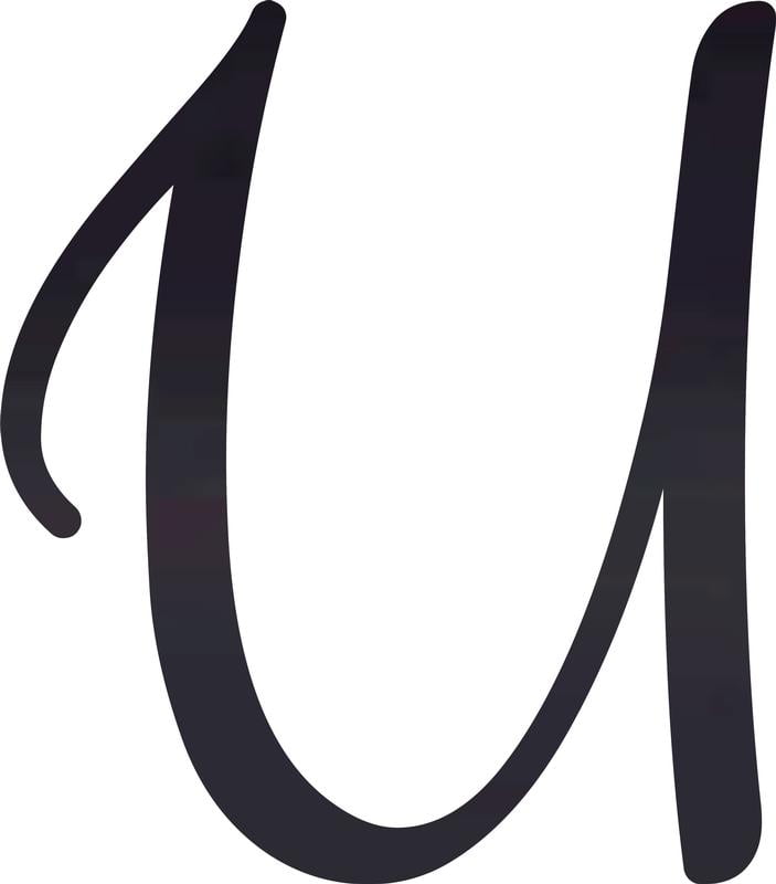 Acrylic Letter U Script, 3'' Tall Transparent Black Alphabet Craft ...