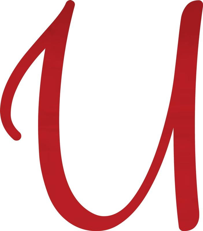 Acrylic Letter U Script, 3'' Tall Transparent Red Alphabet Craft, Color ...