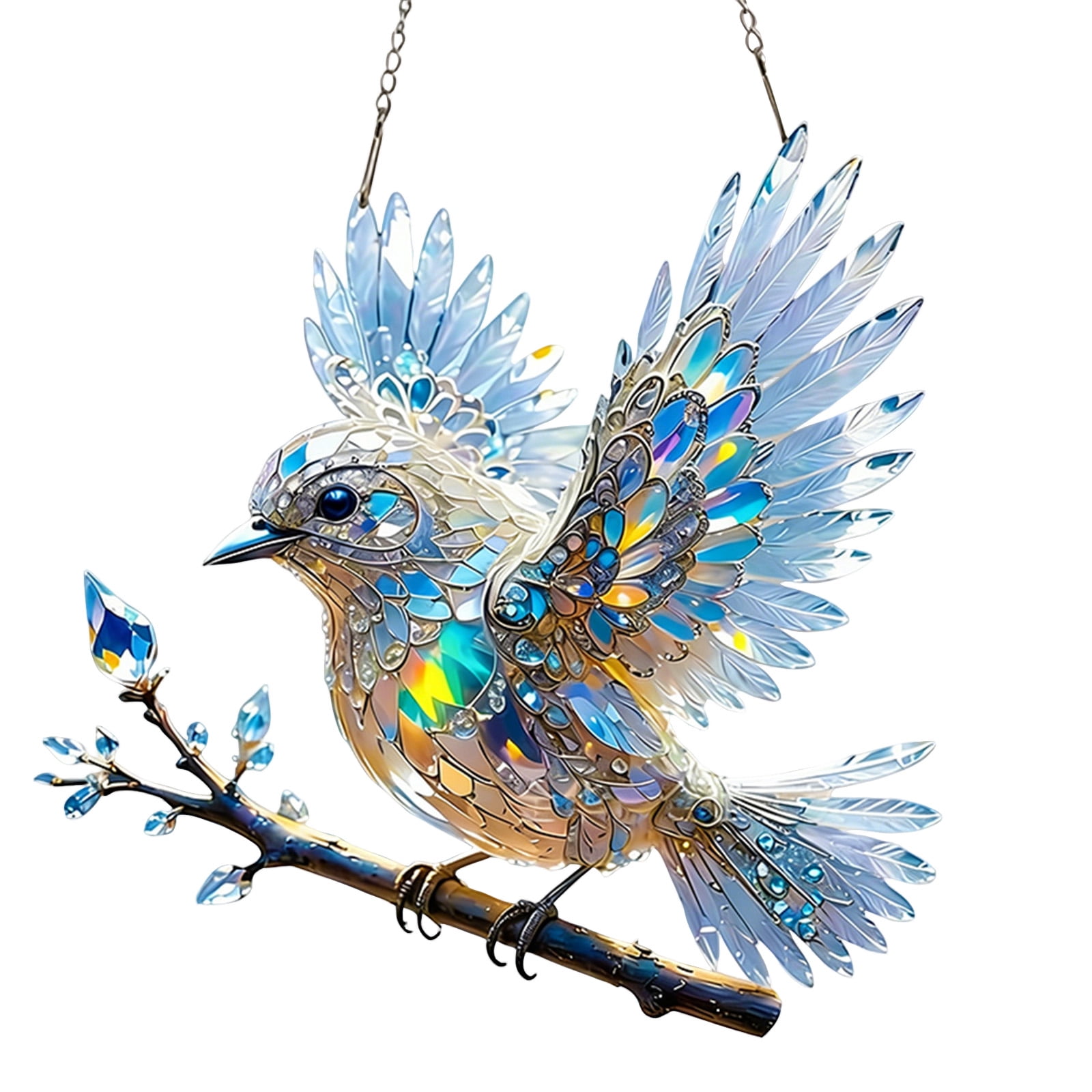Acrylic Light Catcher Hanging Ornament - Colorful Crystal Bird Design ...