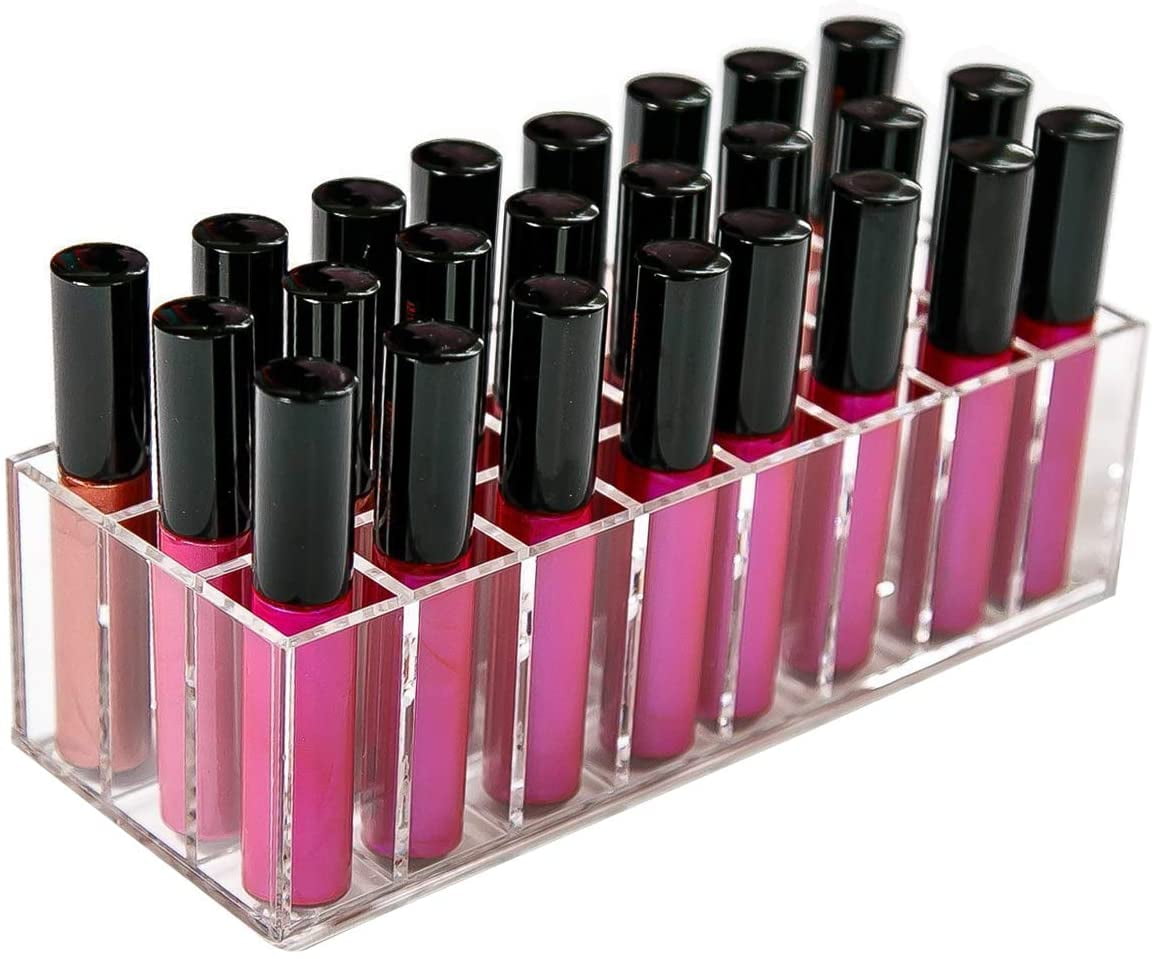 Acrylic Lip Gloss Holder Organizer, Lipstick Holder, 24 Slots Makeup ...