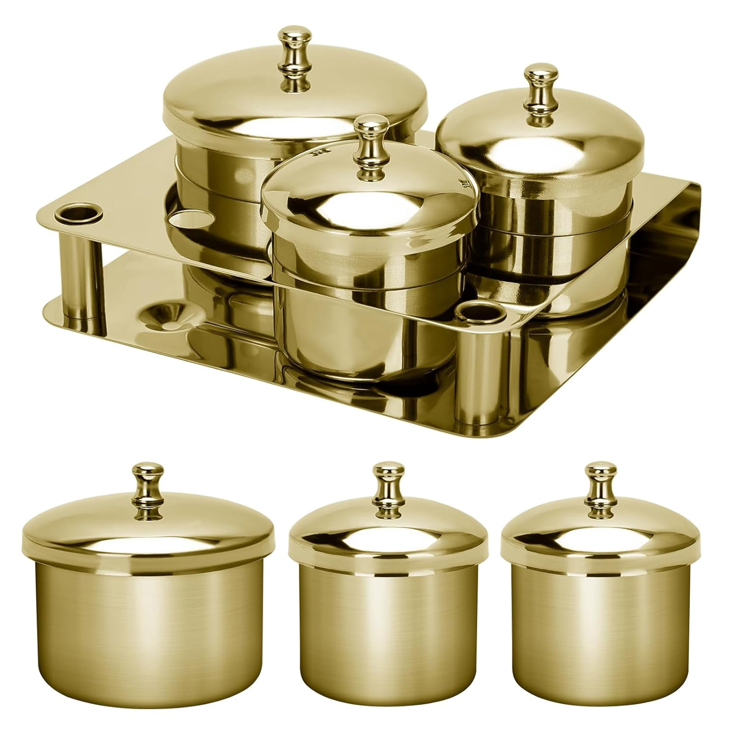 Acrylic Liquid Container 3 PCS Stainless Steel Powder Cup with Lids ...