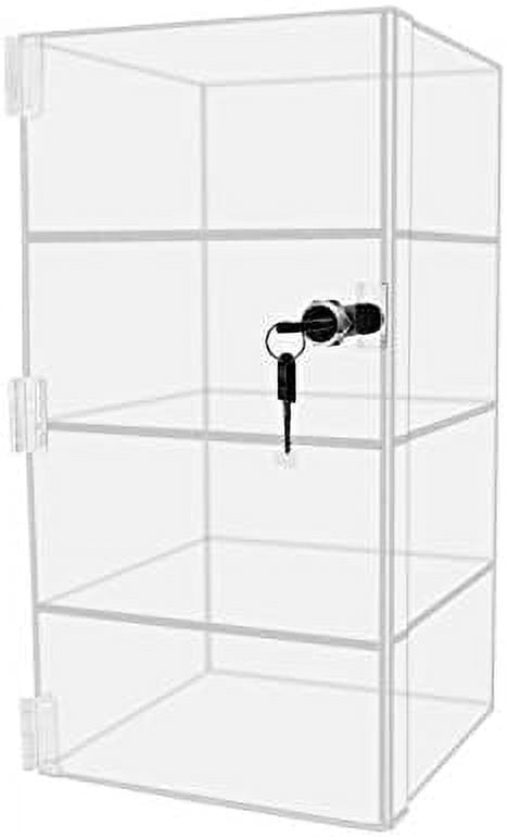 Acrylic Locking Vertical Cabinet with Keys 8" x 8" x 16" Clear Tall ...
