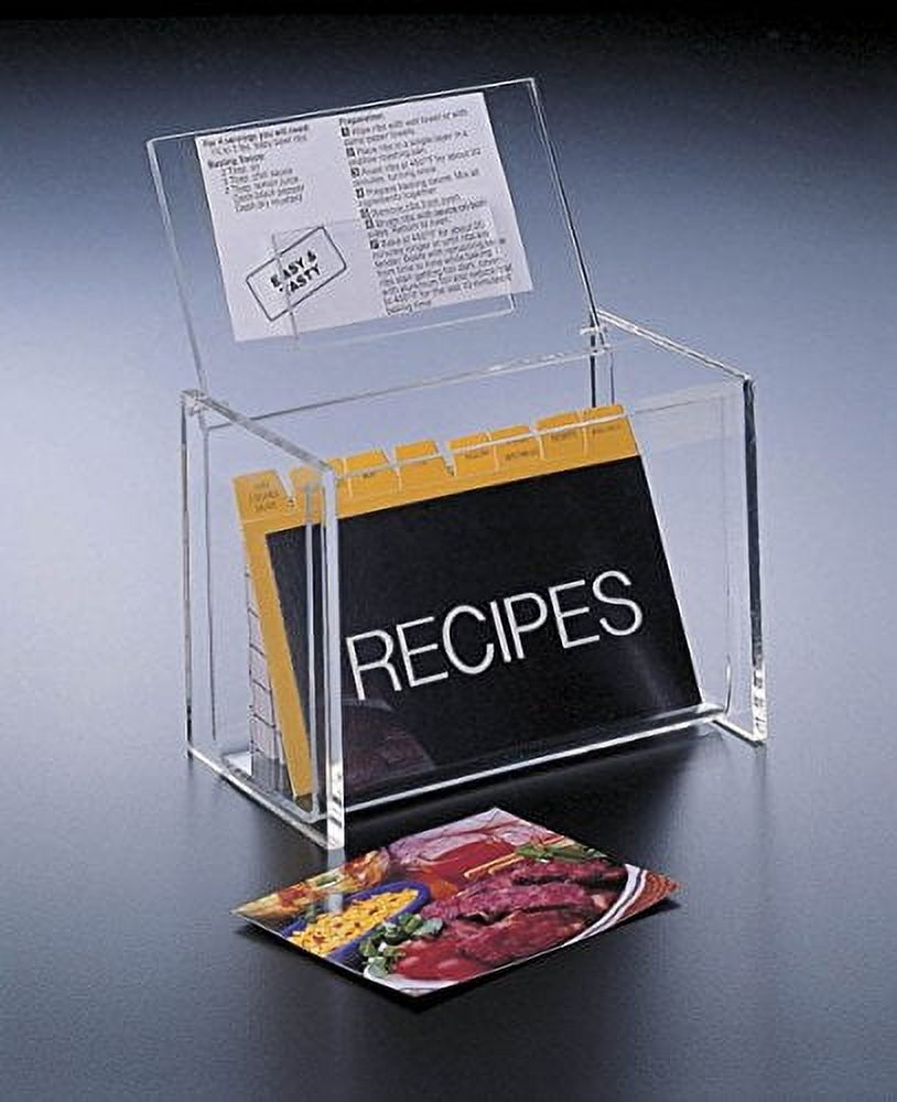 Acrylic Lucite Recipe Box Holder with Lid display Box and Recipe Cards ...
