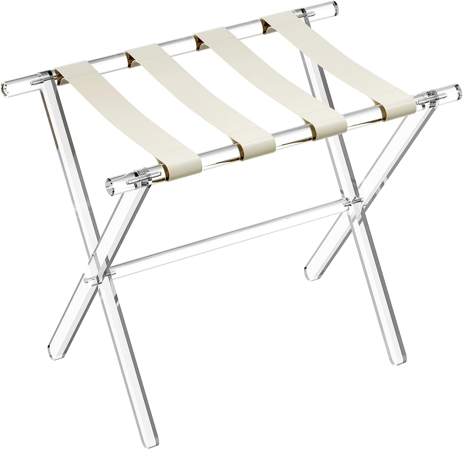 Acrylic Luggage Rack for Guest Room - Suitcase Stand with Leather ...