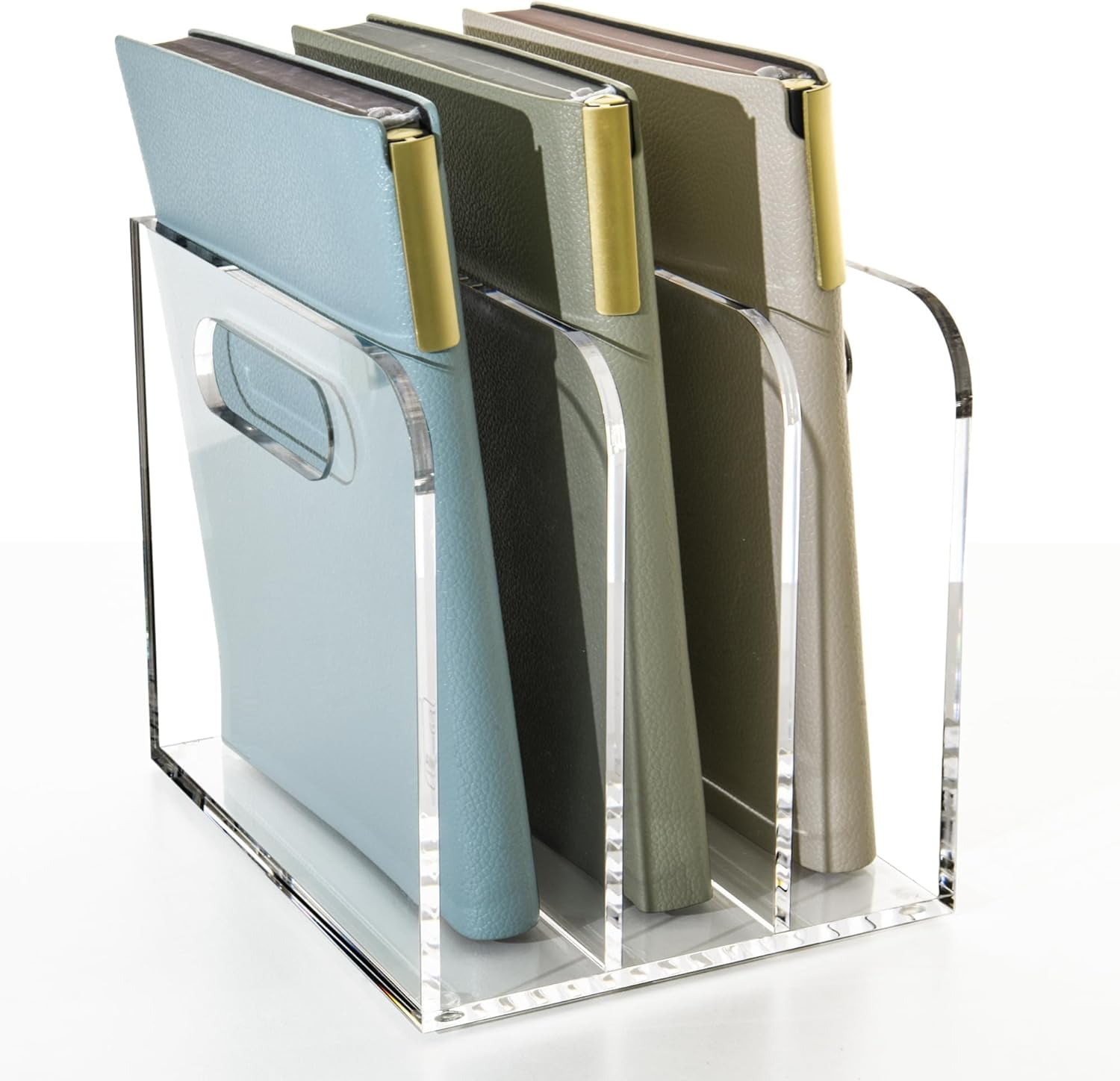 Acrylic Magazine File Holder, 3 Vertical Comparents Desk Document ...