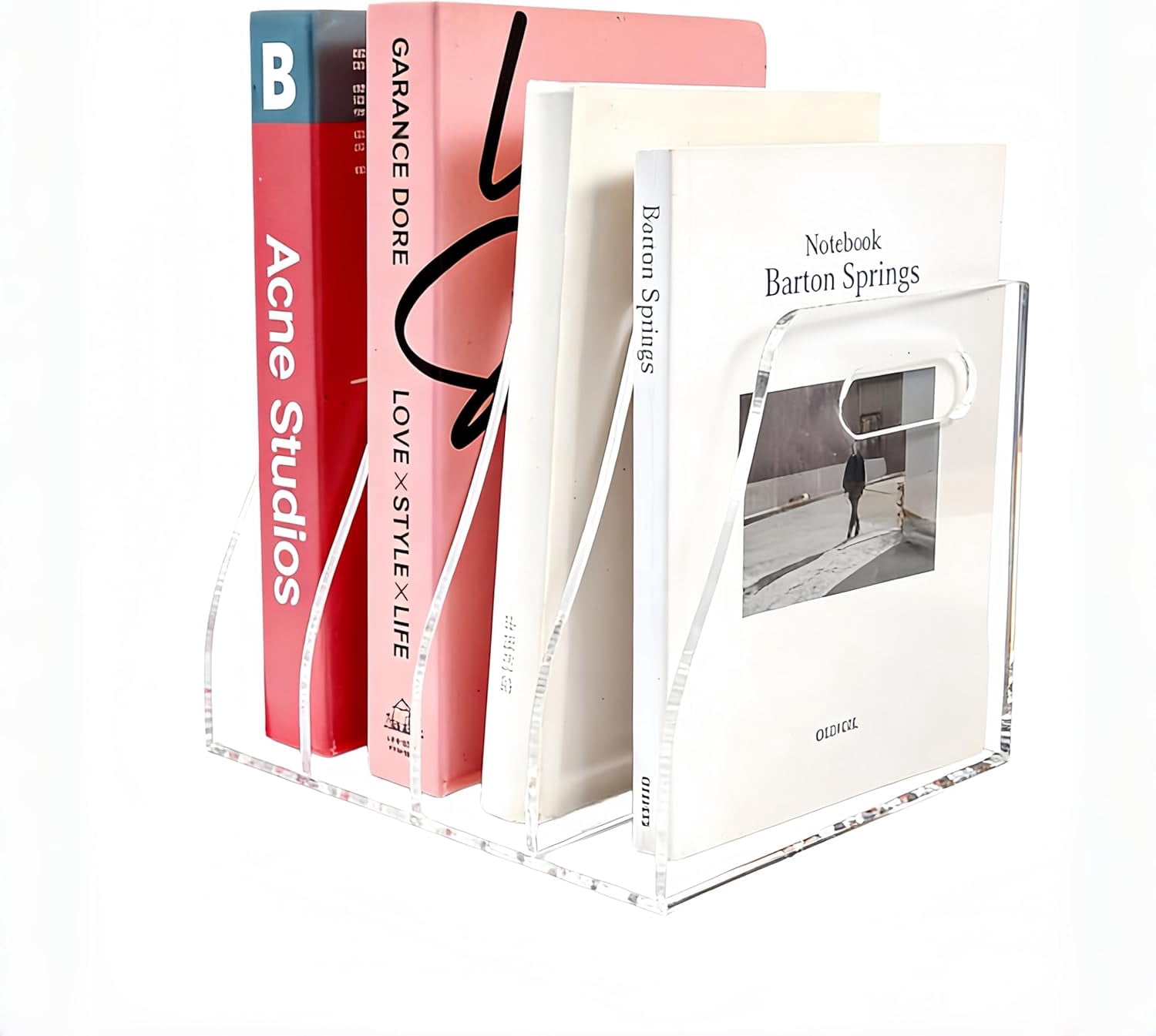 Acrylic Magazine File Holder, 4 Vertical Compartments Desk Document ...