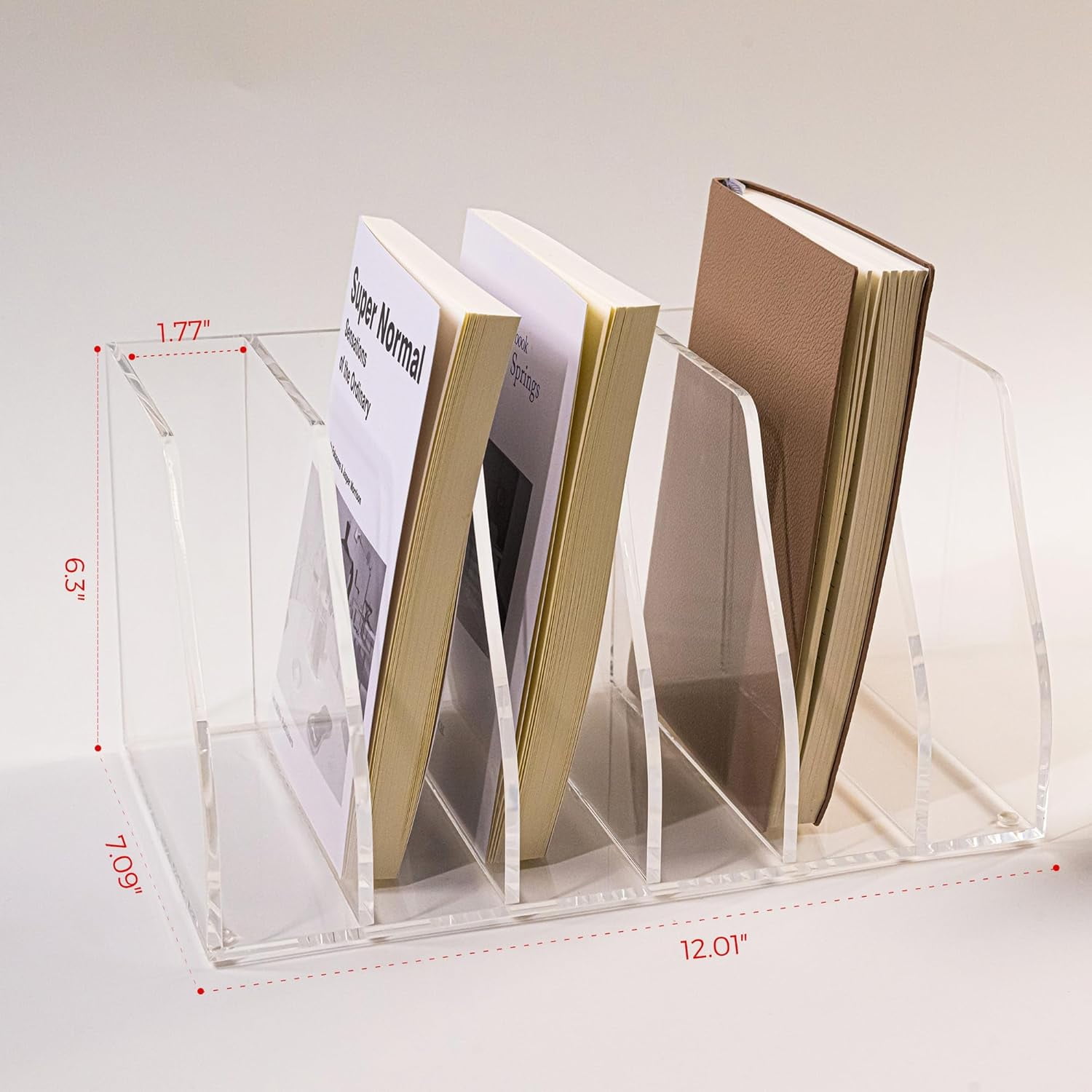 Acrylic Magazine File Holder, 6 Vertical Compartments Desk Document ...