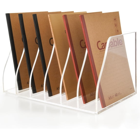 Acrylic Magazine File Holder, 6 Vertical Compartments Desk Document ...