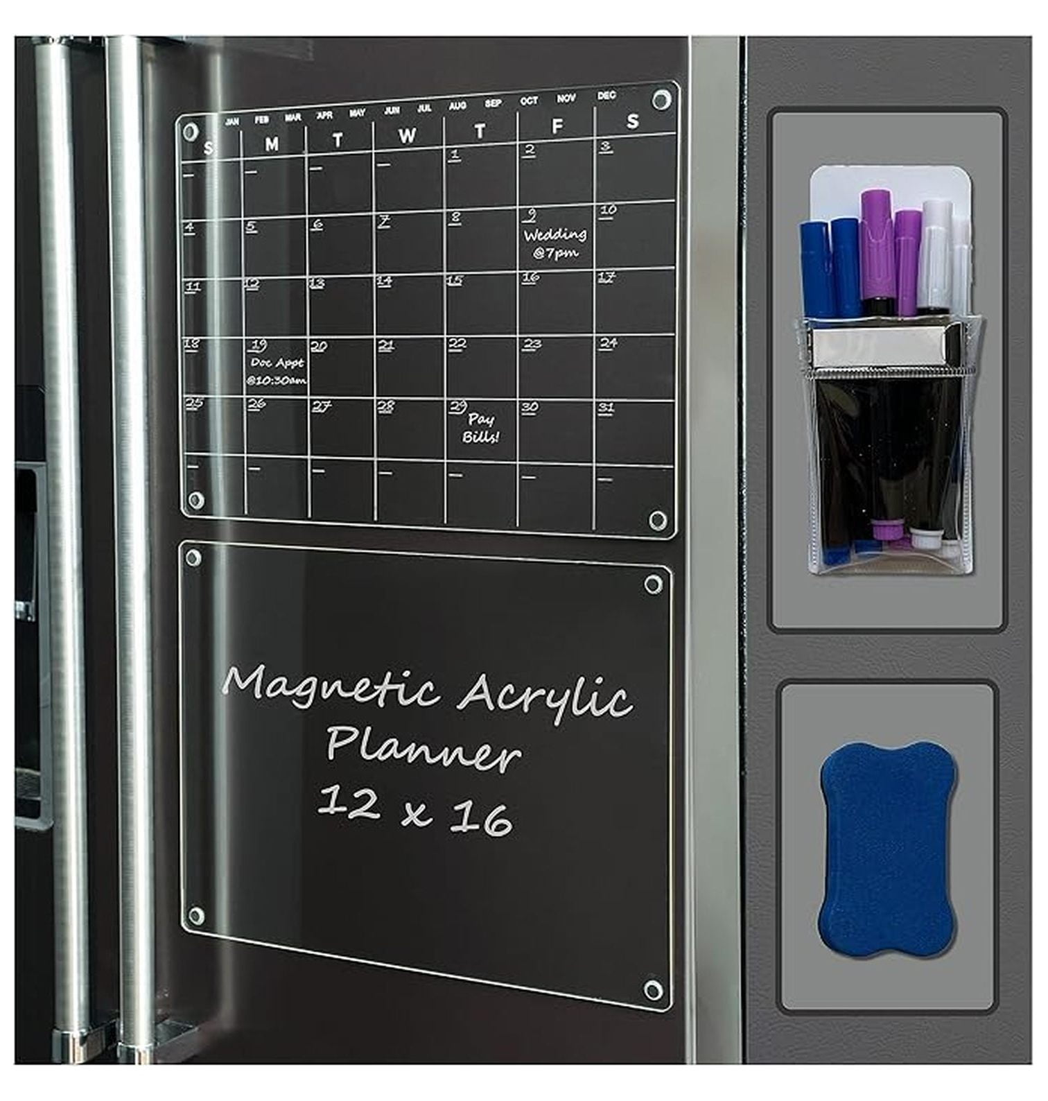Acrylic Magnetic Calendar for Fridge, Clear Calendar for Fridge ...