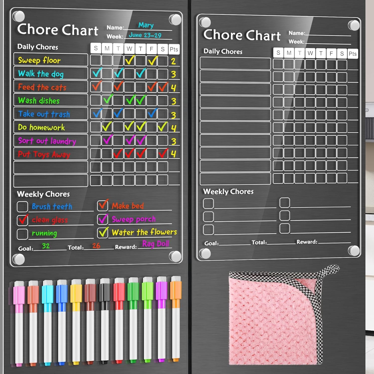 Acrylic Magnetic Chore Chart for Kids,Chores Chart for Fridge ...