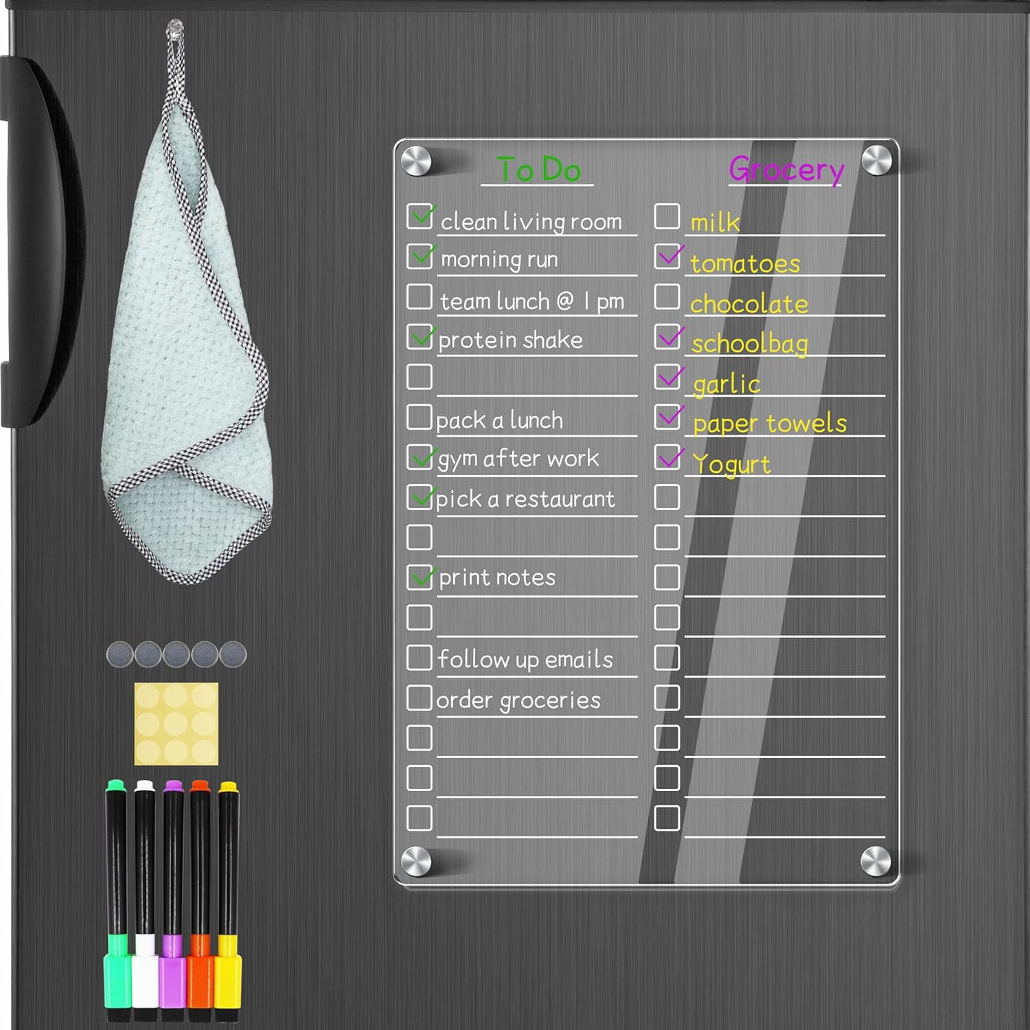 Acrylic Magnetic Dry Erase Board for Fridge, 12"X8" Clear Magnetic to ...