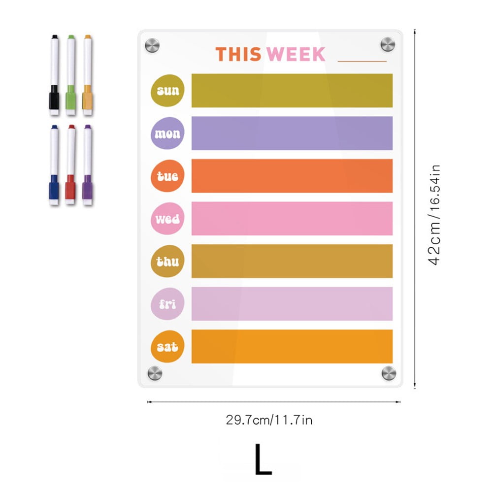 Acrylic Magnetic Weekly Planner Board Transparent Message Notepad Memo ...
