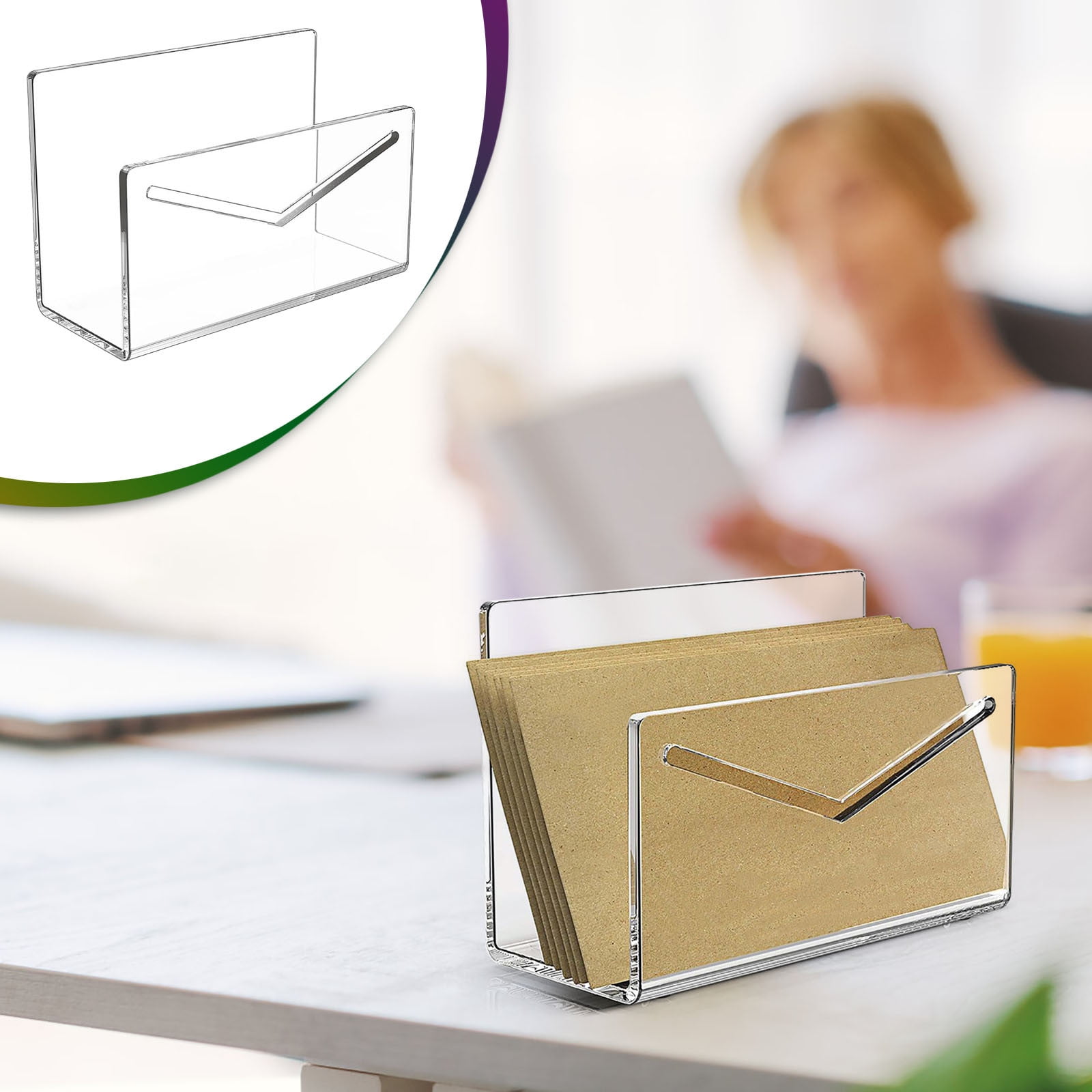 Acrylic Mail Organizer Rack | Desktop Letter & Document Sorter | Clear ...