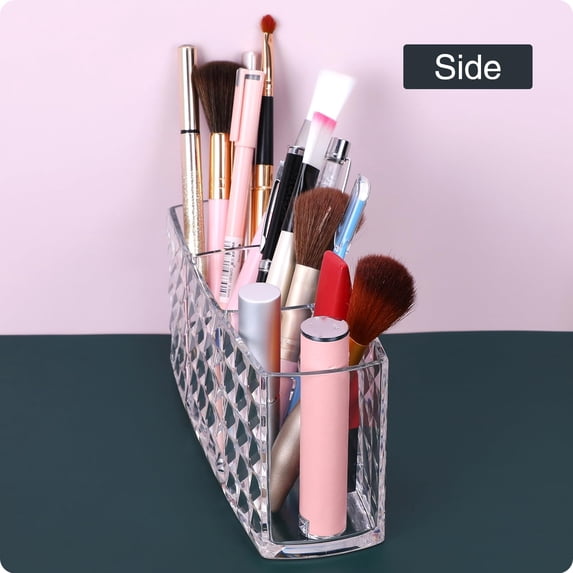 Acrylic Makeup Brush Holder with 3 Compartments – Clear Cosmetics ...
