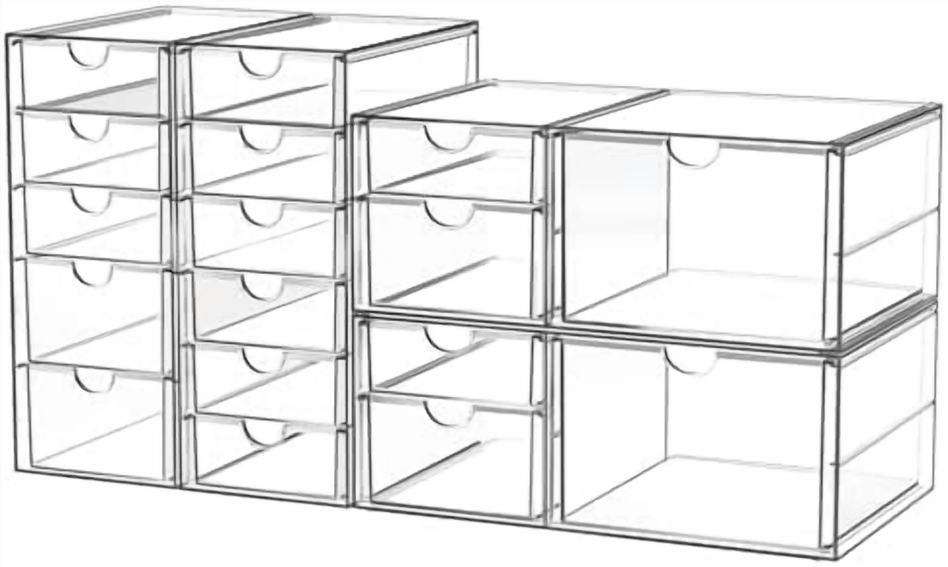 Acrylic Makeup Organizer with 17 Drawers, 4 Pack Clear Bathroom Counter ...
