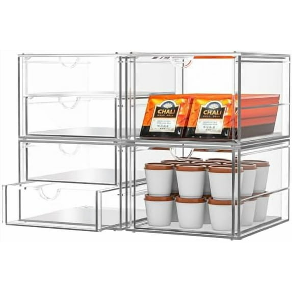 Acrylic Makeup Organizer, 4 Pack Drawer Organizer - Transparent Desktop ...
