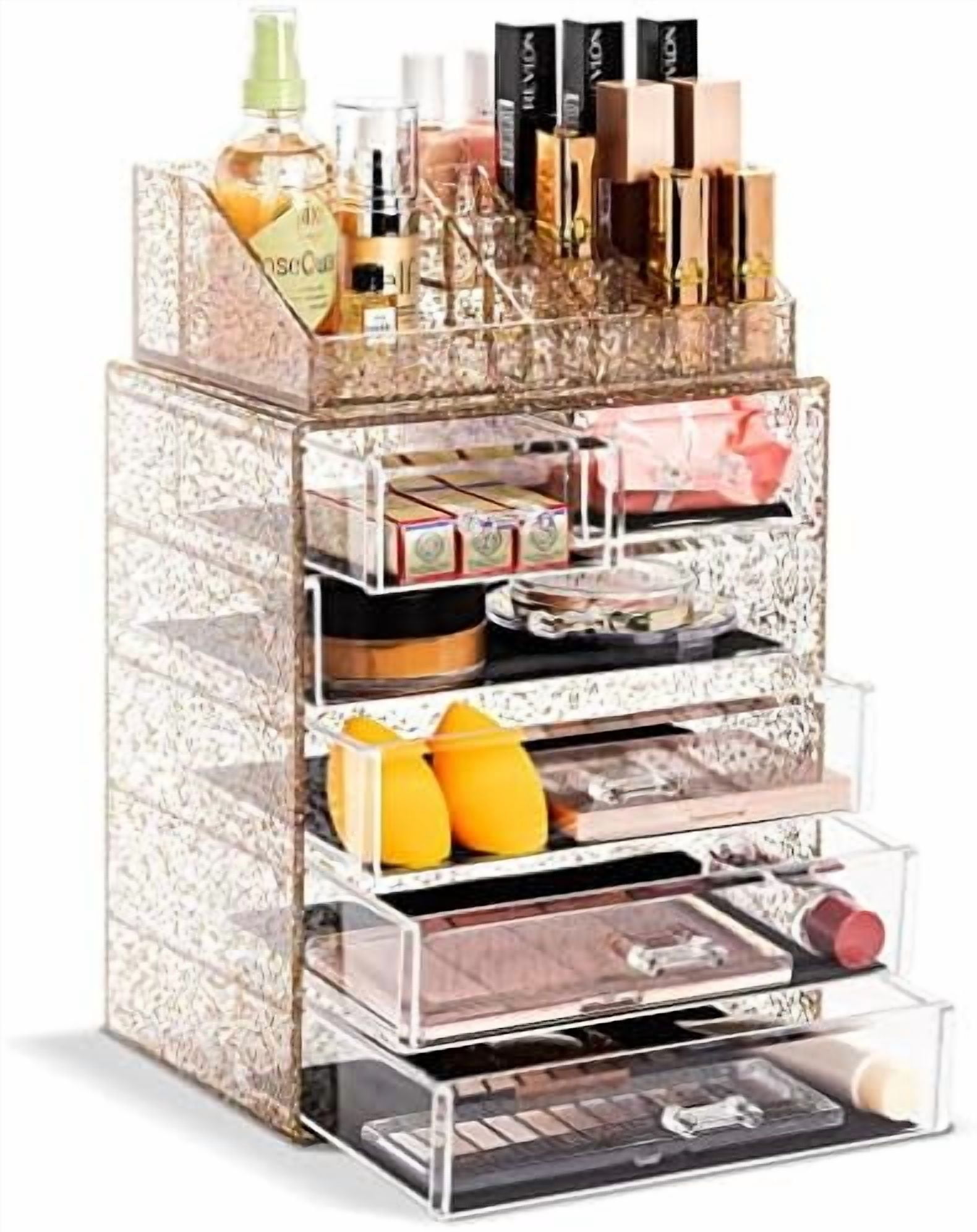 Acrylic Makeup Organizer Set, 6-Drawer Vanity & Countertop Cosmetic ...
