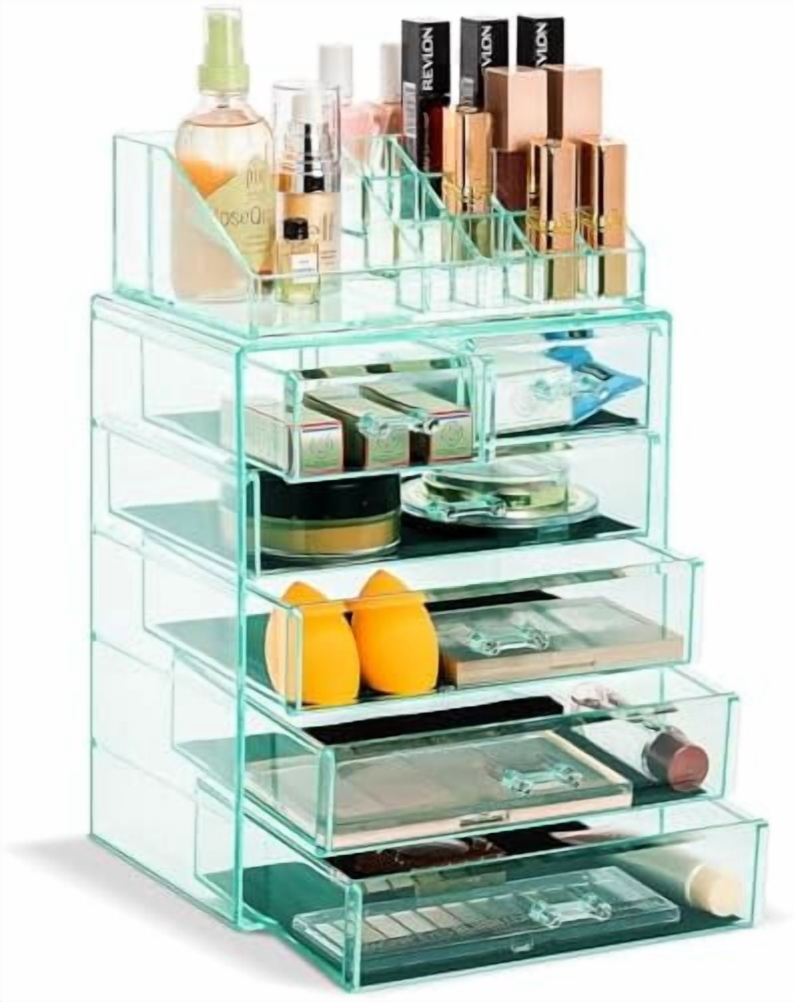 Acrylic Makeup Organizer Set, 6-Drawer Vanity & Countertop Cosmetic ...