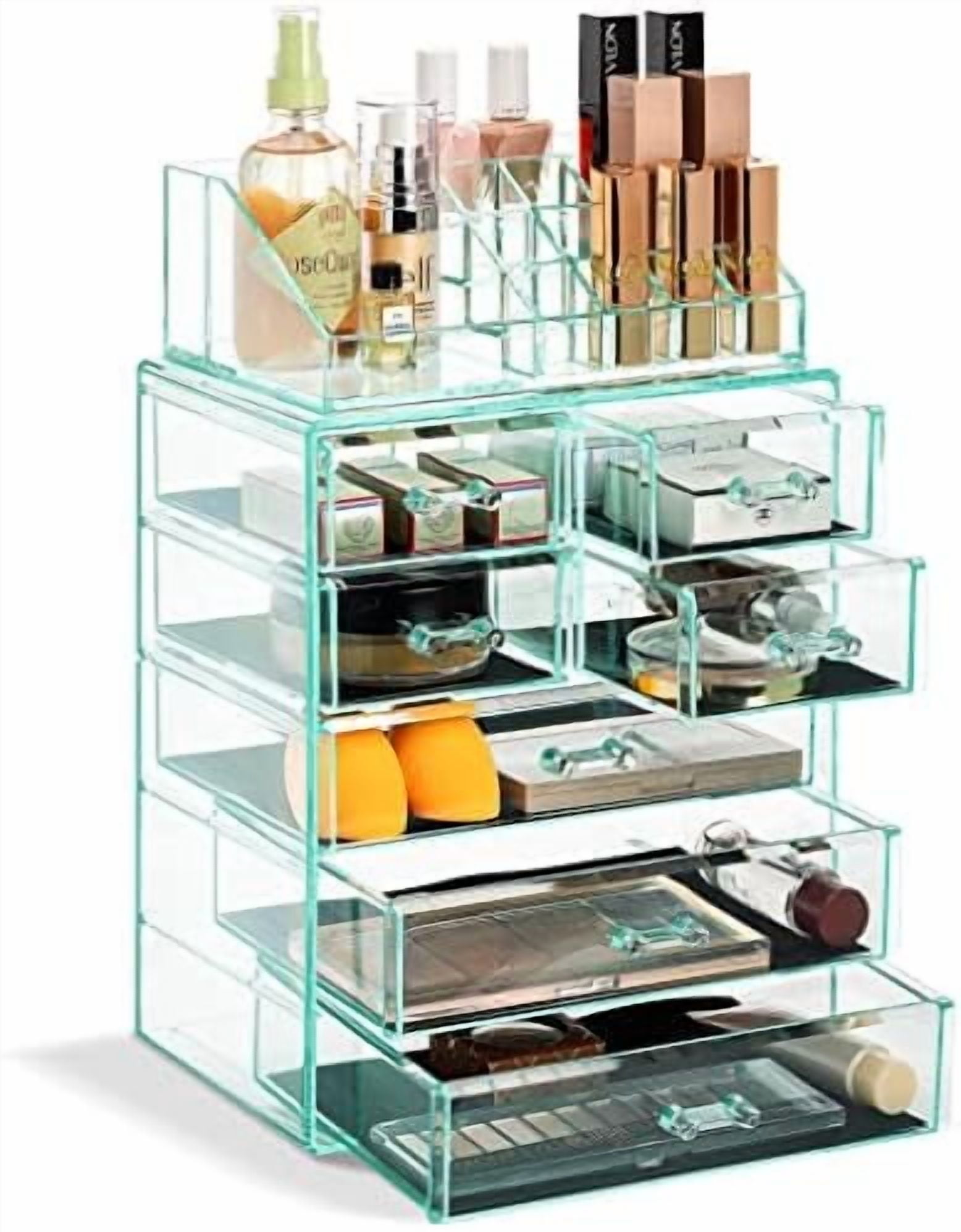 Acrylic Makeup Organizer Set, 7-Drawer Vanity & Countertop Cosmetic ...