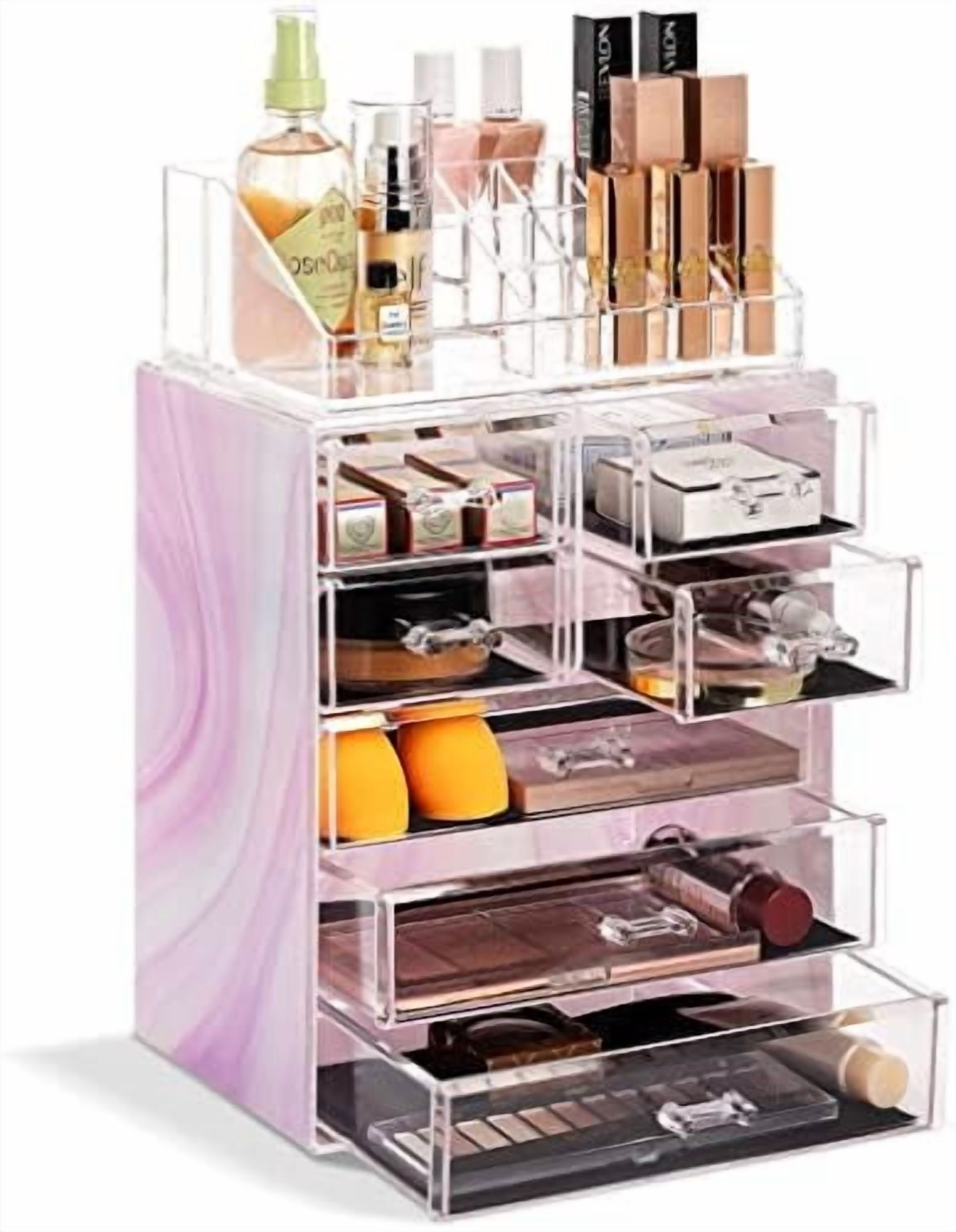 Acrylic Makeup Organizer Set, 7-Drawer Vanity & Countertop Cosmetic ...