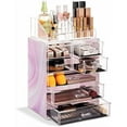 Acrylic Makeup Organizer Set, 7-Drawer Vanity & Countertop Cosmetic ...