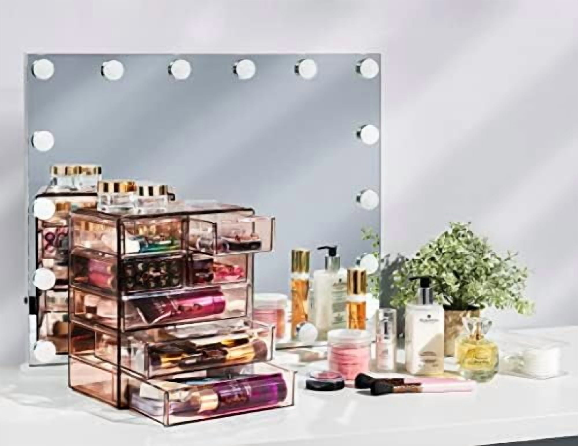 Acrylic Makeup Organizer Set, 7-Drawer Vanity & Countertop Cosmetic ...