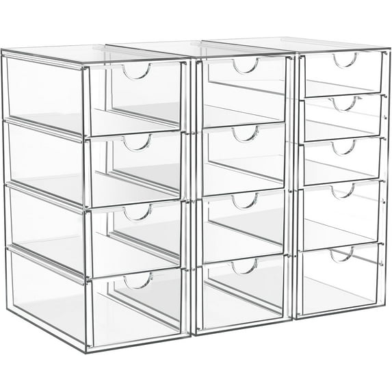Acrylic Makeup Organizer with 13 Drawers, Bathroom Counter Organizer ...