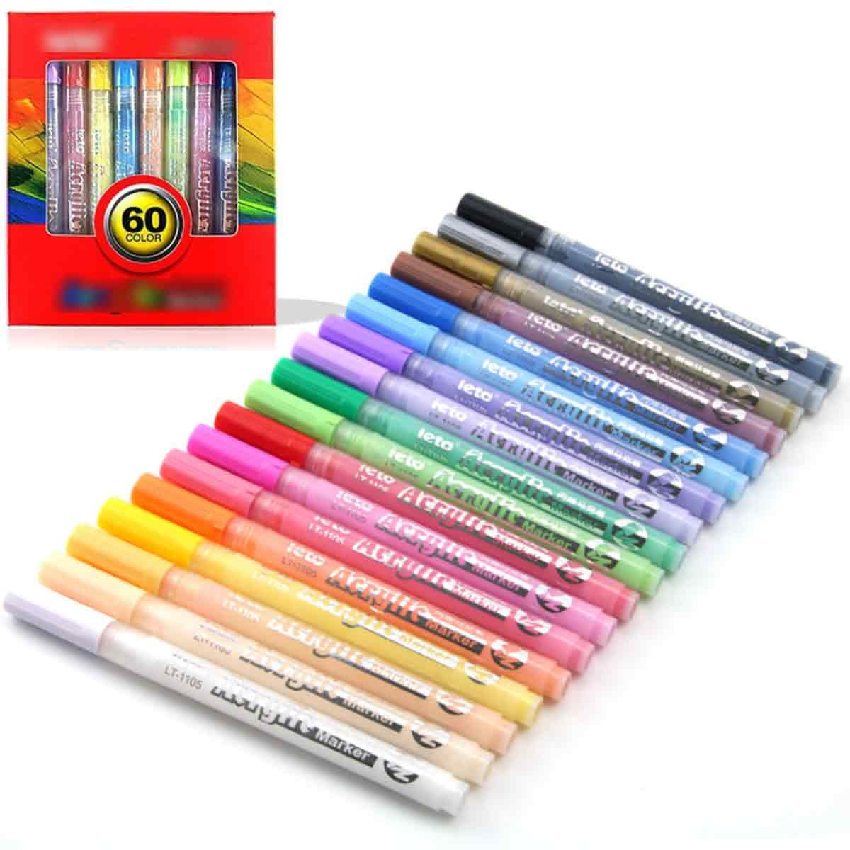 Acrylic Marker Pen 100 Color Water-Based Painting Art Waterproof Non ...