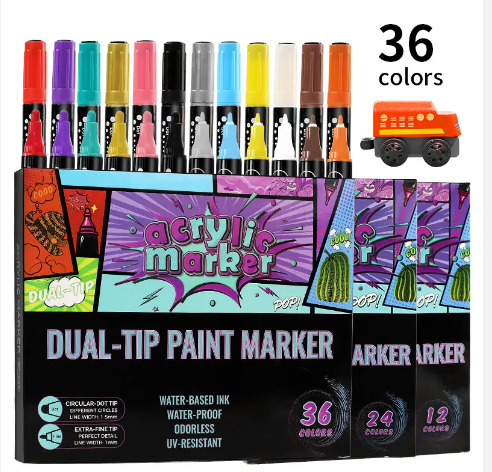 Acrylic Marker Set Dual-Tip Paint Marker 36 Colors - Walmart.com